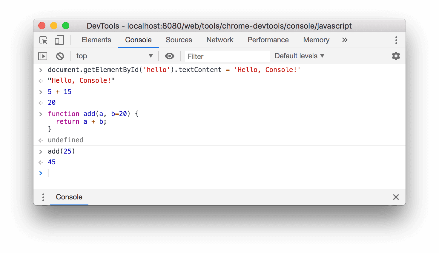 在控制台中运行 JavaScript | Chrome DevTools | Chrome for Developers