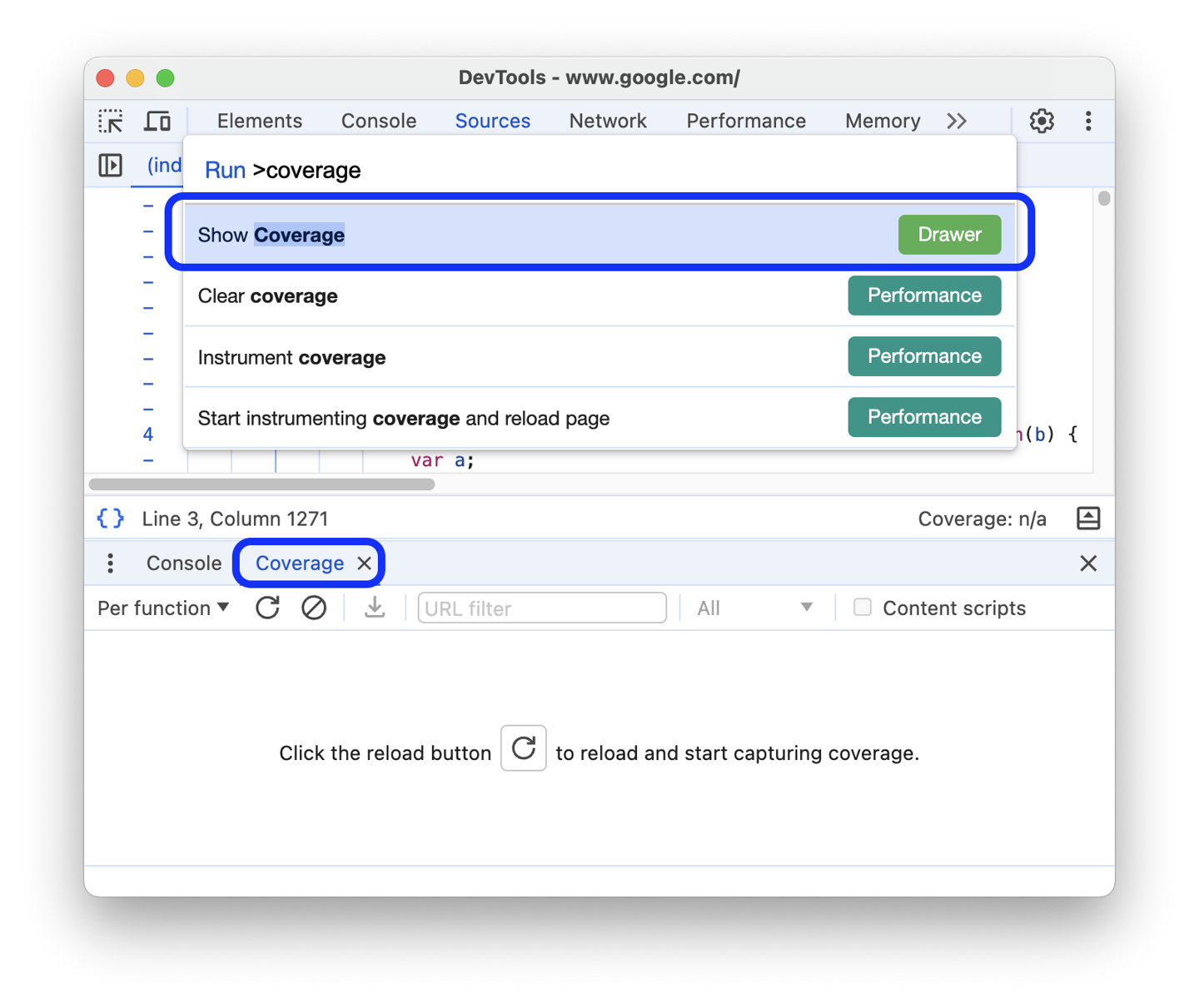 覆盖率：找出未使用的 JavaScript 和 CSS | Chrome DevTools | Chrome for Developers