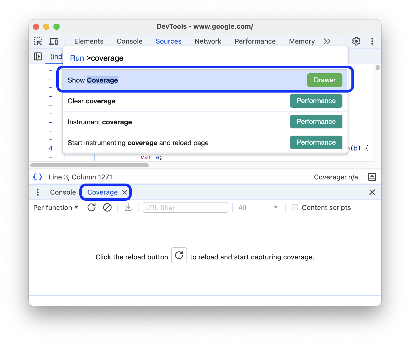 覆盖率：找出未使用的 JavaScript 和 CSS | Chrome DevTools | Chrome for Developers
