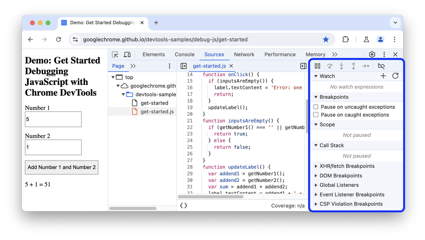 调试 JavaScript | Chrome DevTools | Chrome for Developers