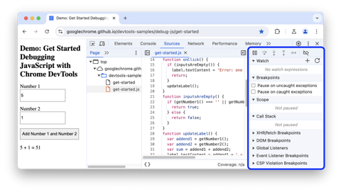 调试 JavaScript | Chrome DevTools | Chrome for Developers