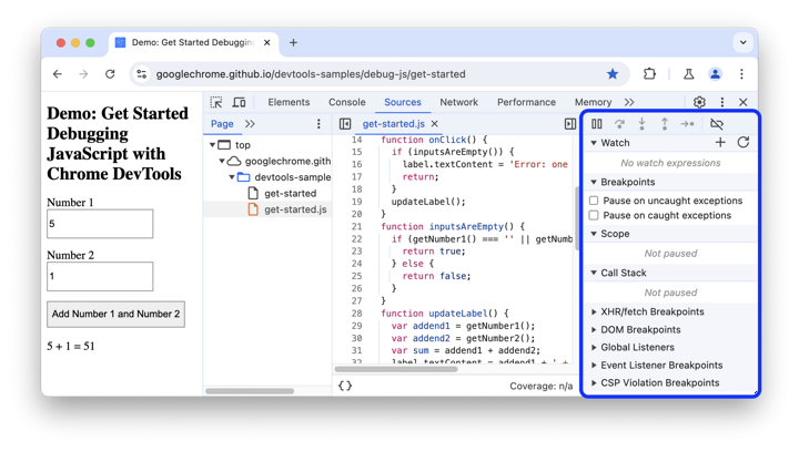 调试 JavaScript | Chrome DevTools | Chrome for Developers