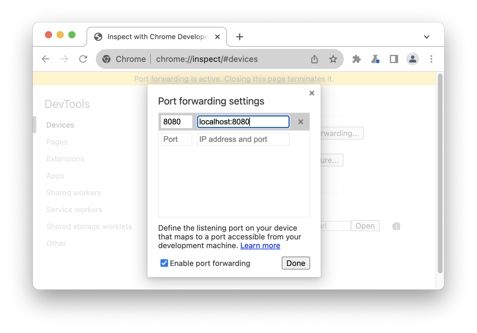 通过端口转发访问本地服务器和 Chrome 实例 | Chrome DevTools | Chrome for Developers